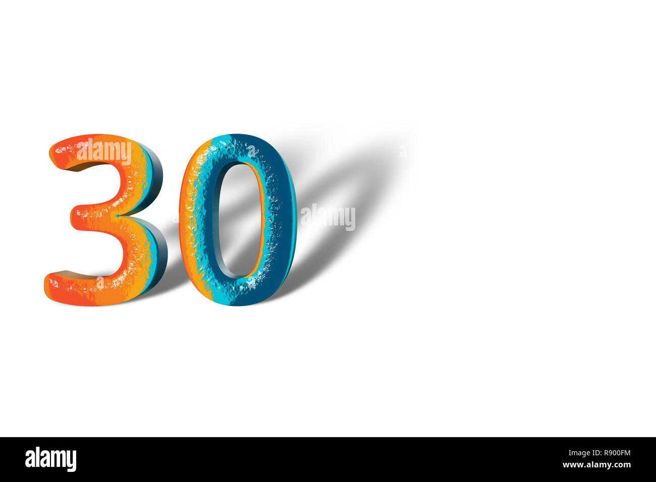 3D Number 30 thirty lively colours Stock Photo - Alamy