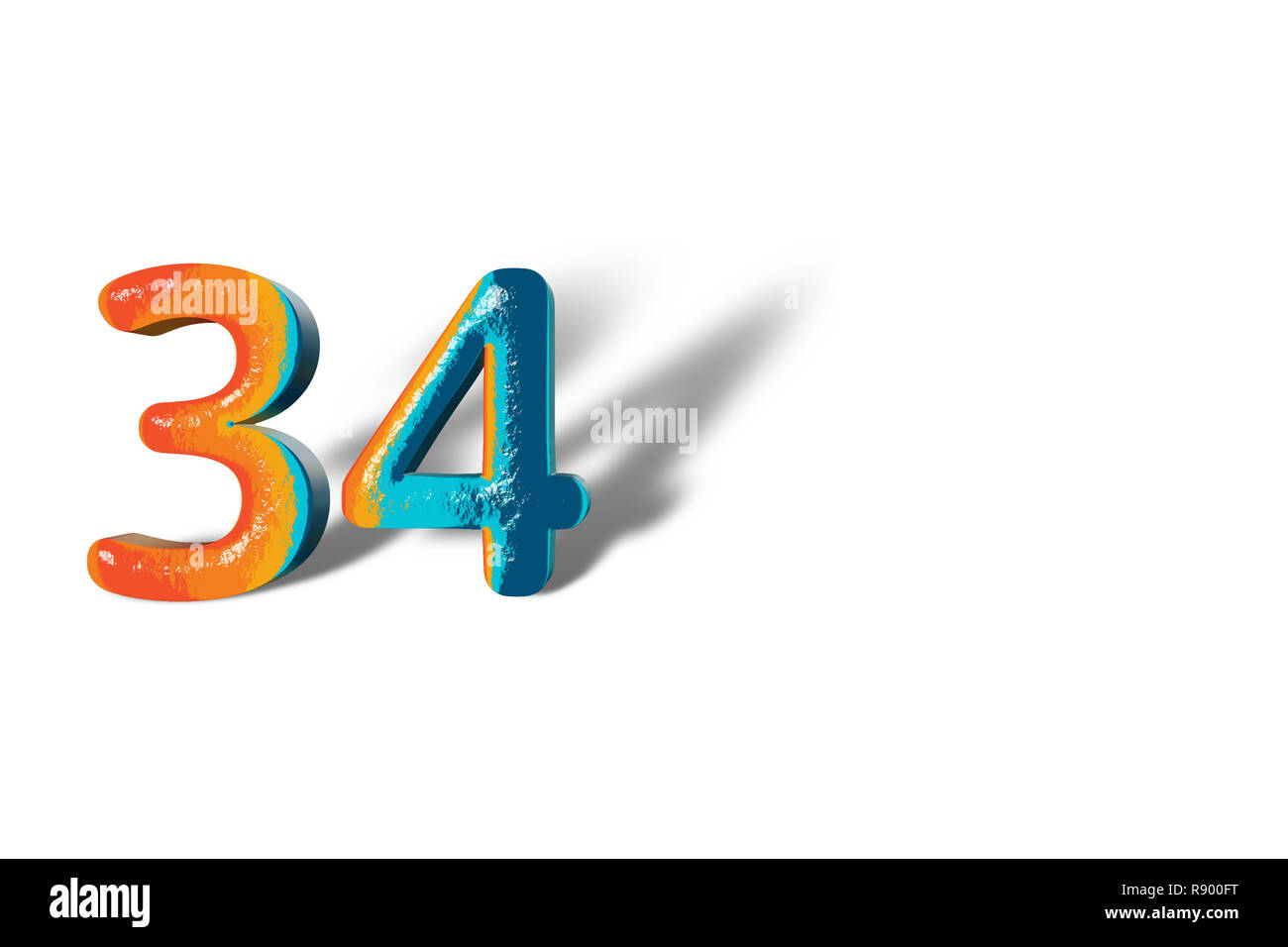 3D Number 34 thirty four lively colours Stock Photo - Alamy