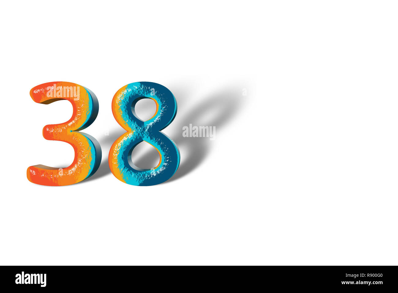 3D Number 38 thirty eight lively colours Stock Photo - Alamy