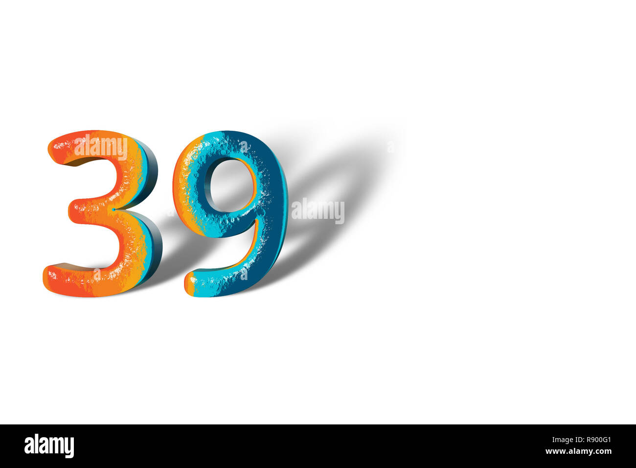 3D Number 39 thirty nine lively colours Stock Photo - Alamy