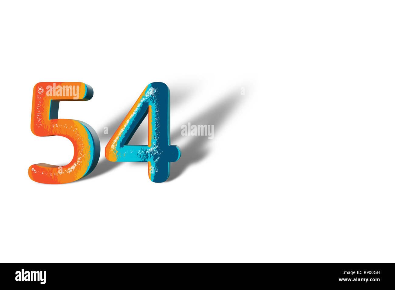 3D Number 54 fifty four lively colours Stock Photo - Alamy