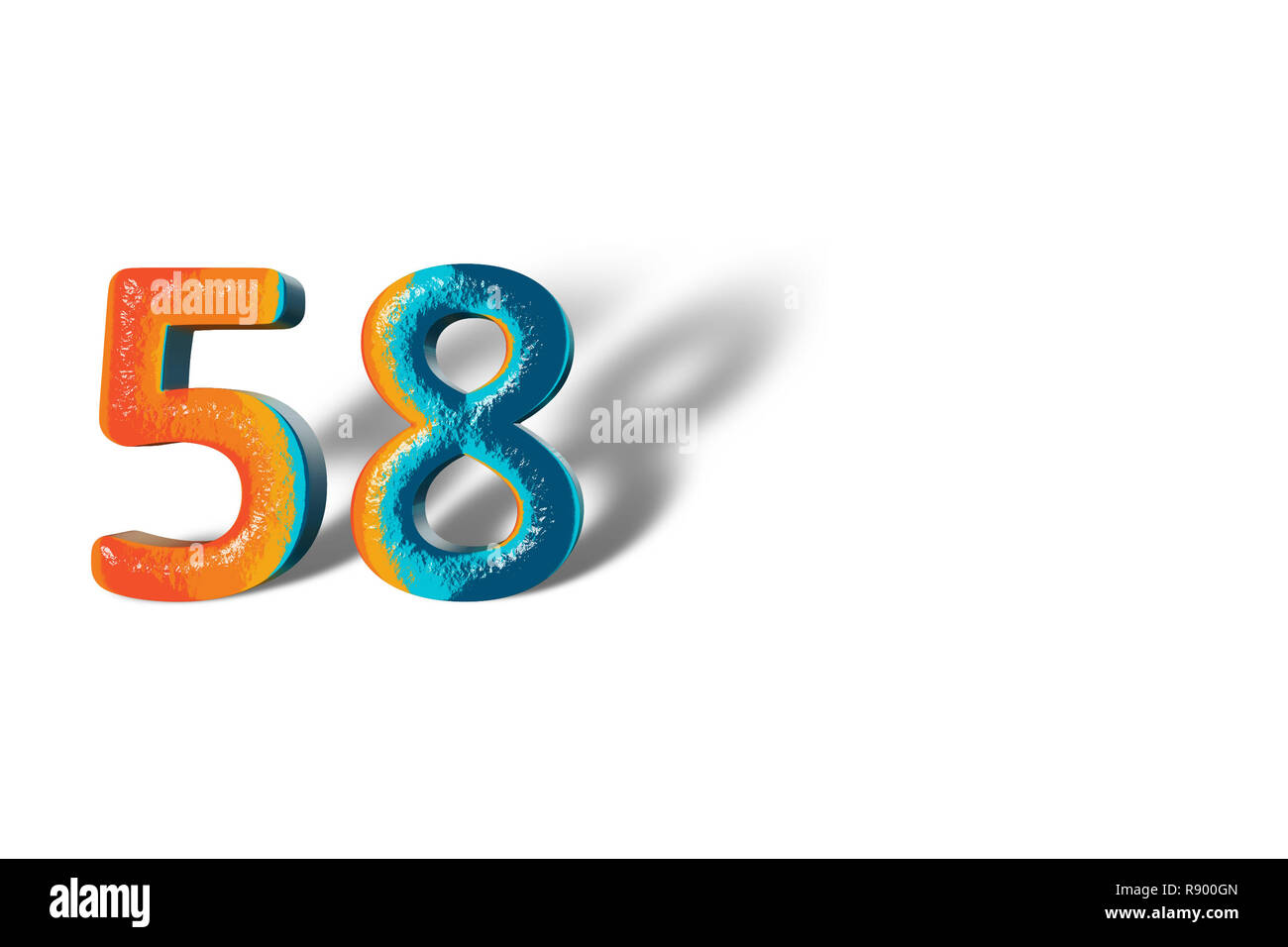 3D Number 58 fifty eight lively colours Stock Photo - Alamy