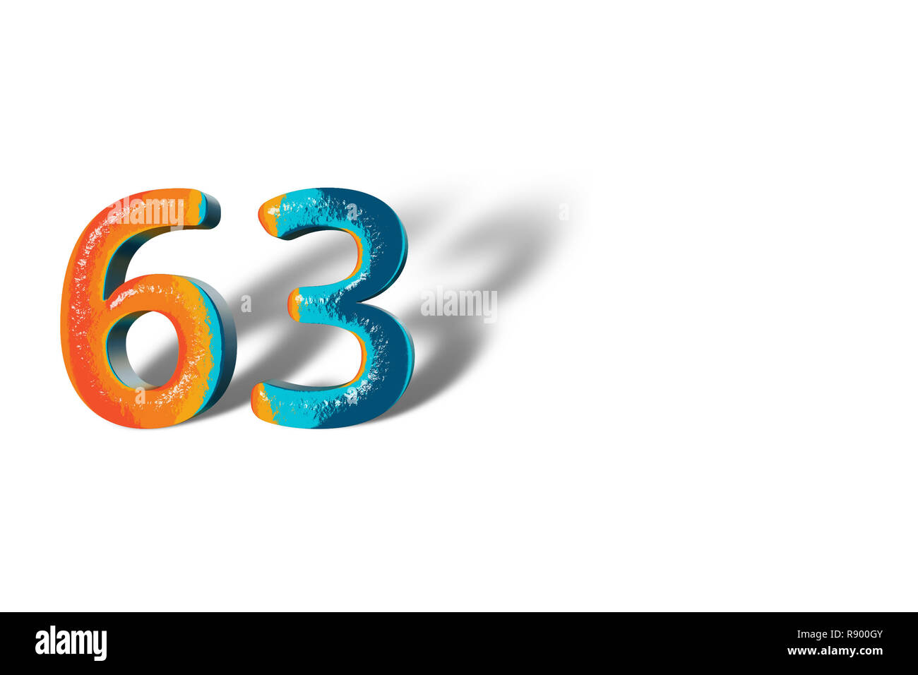3D Number 63 sixty three lively colours Stock Photo - Alamy