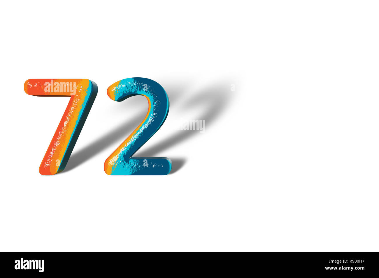 3D Number 72 seventy two lively colours Stock Photo - Alamy