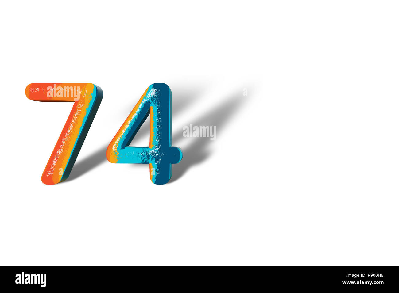 3D Number 74 seventy four lively colours Stock Photo - Alamy