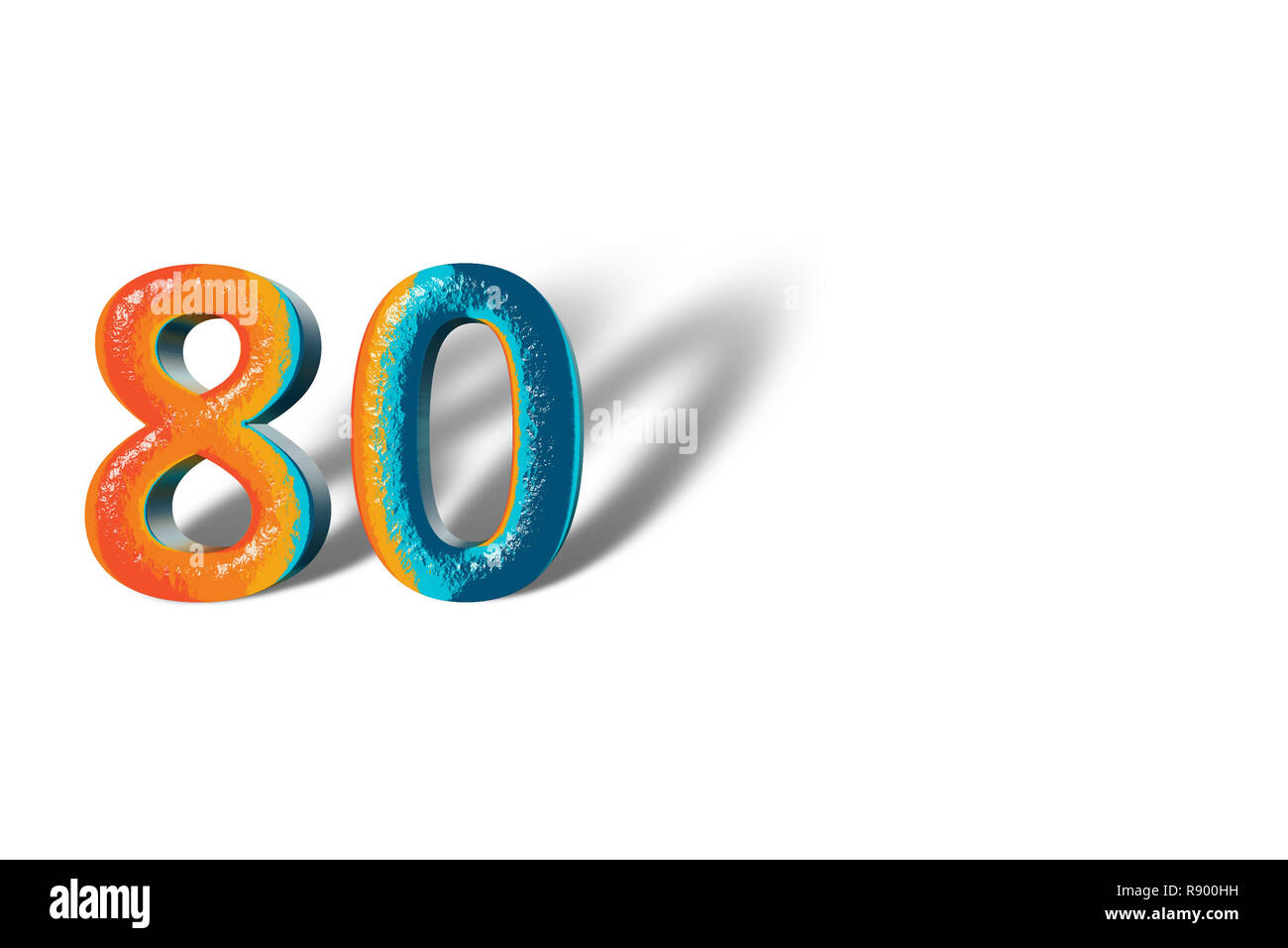 3D Number 80 eighty lively colours Stock Photo - Alamy