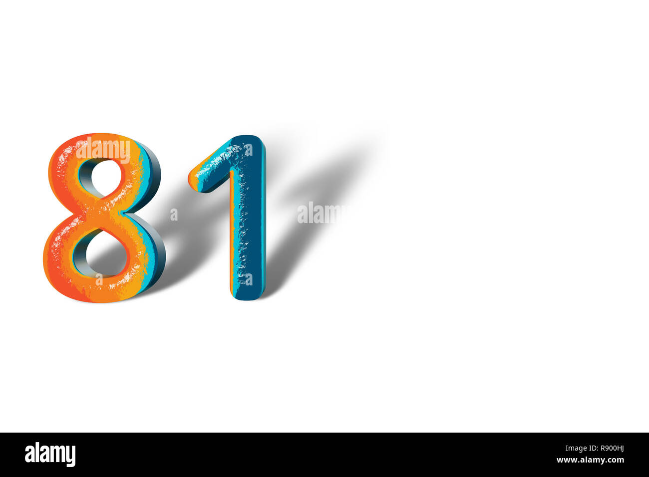3D Number 81 eighty one lively colours Stock Photo - Alamy