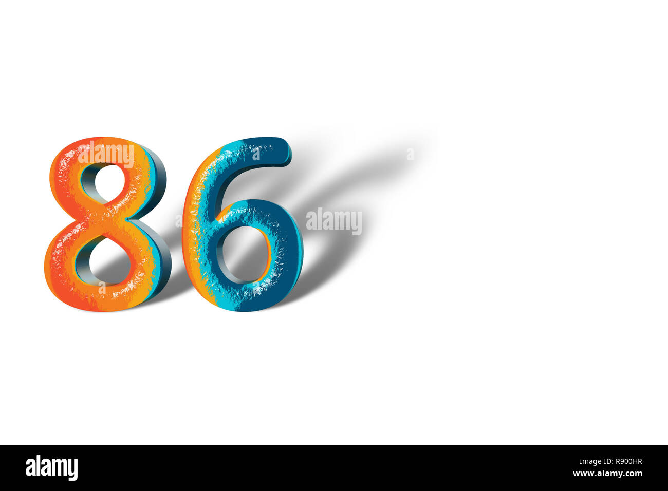 3D Number 86 eighty six lively colours Stock Photo - Alamy