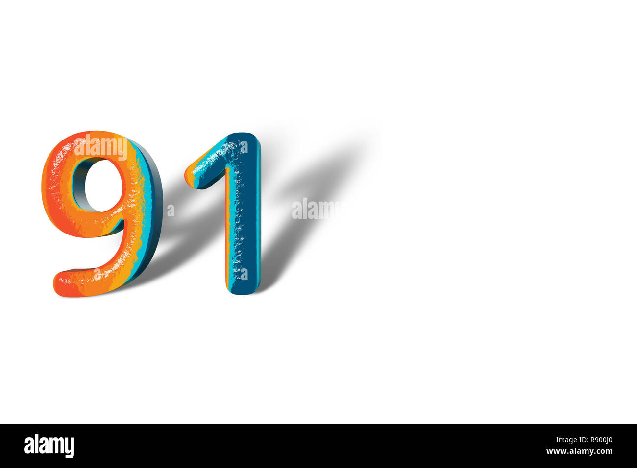 3D Number 91 ninety one lively colours Stock Photo - Alamy
