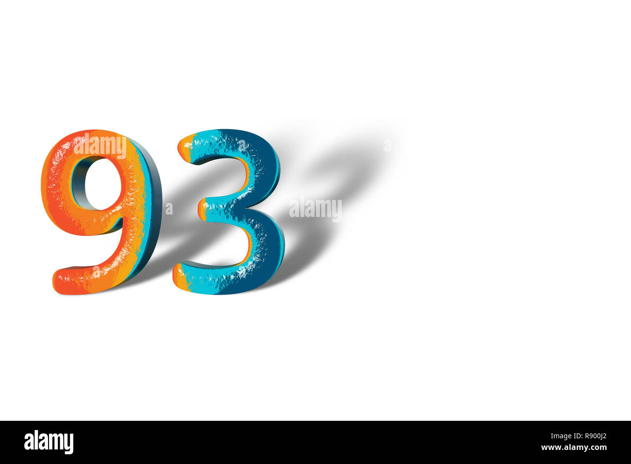 3D Number 93 ninety three lively colours Stock Photo - Alamy
