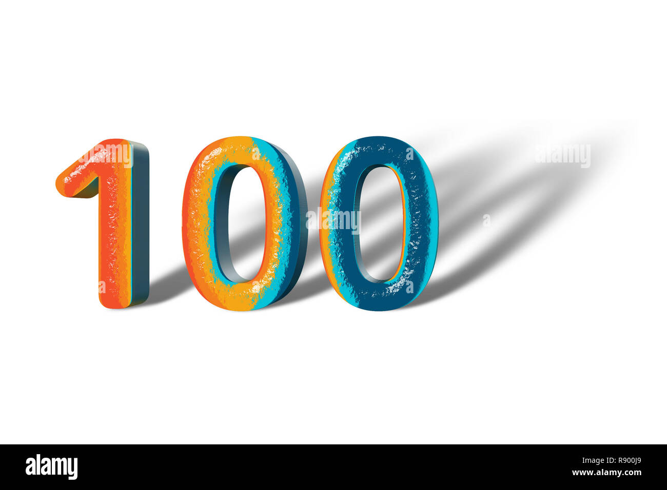 3D Number 100 one hundred lively colours Stock Photo - Alamy