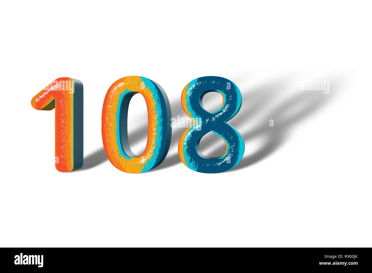3D Number 108 one hundred eight lively colours Stock Photo - Alamy