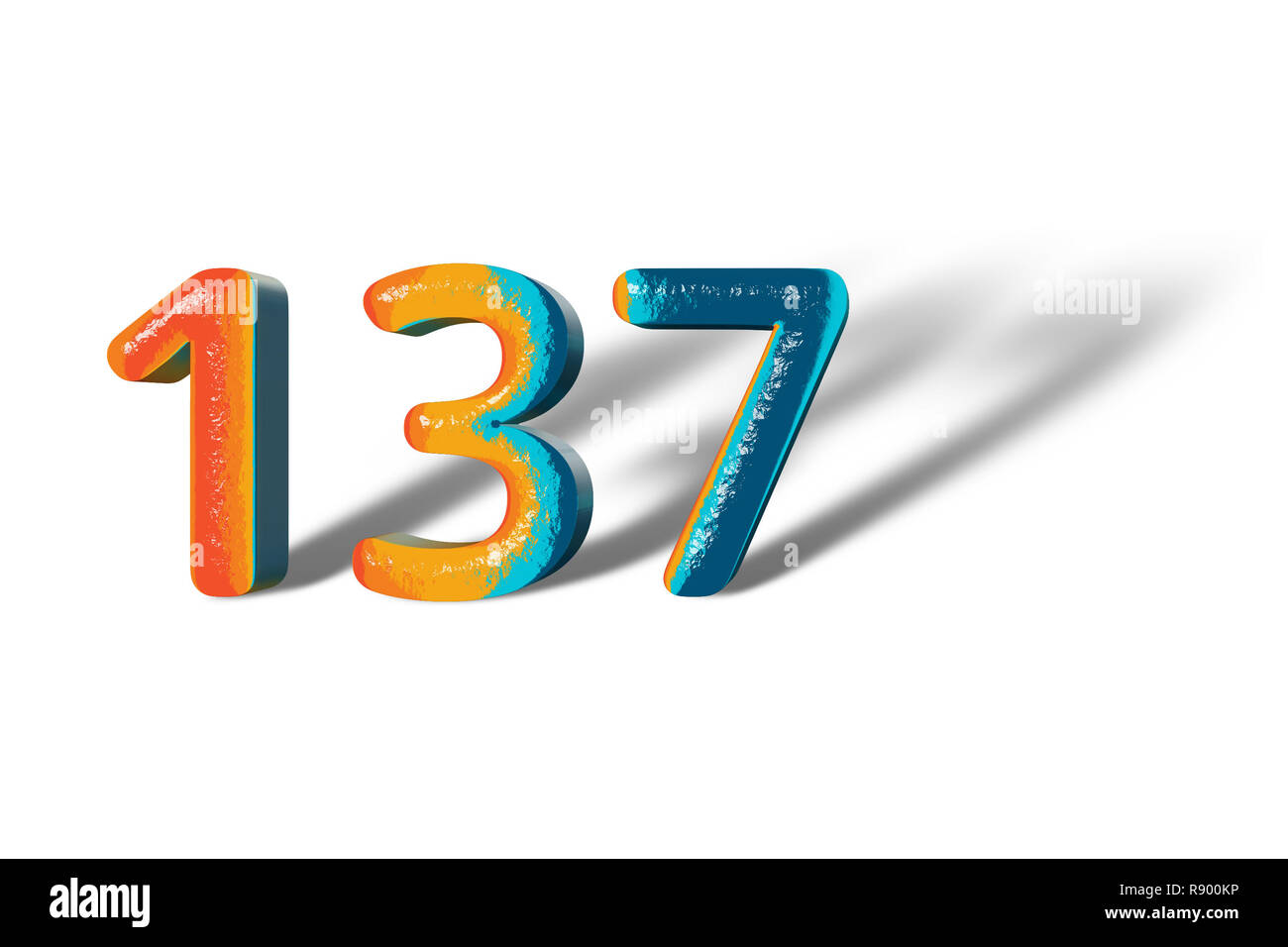 3D Number 137 one hundred thirty seven lively colours Stock Photo - Alamy