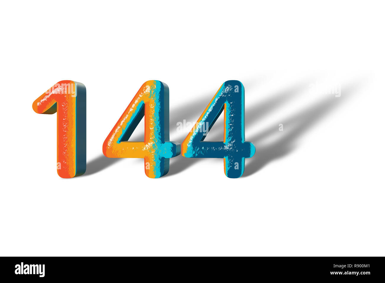 3D Number 144 forty one lively colours Stock Photo - Alamy