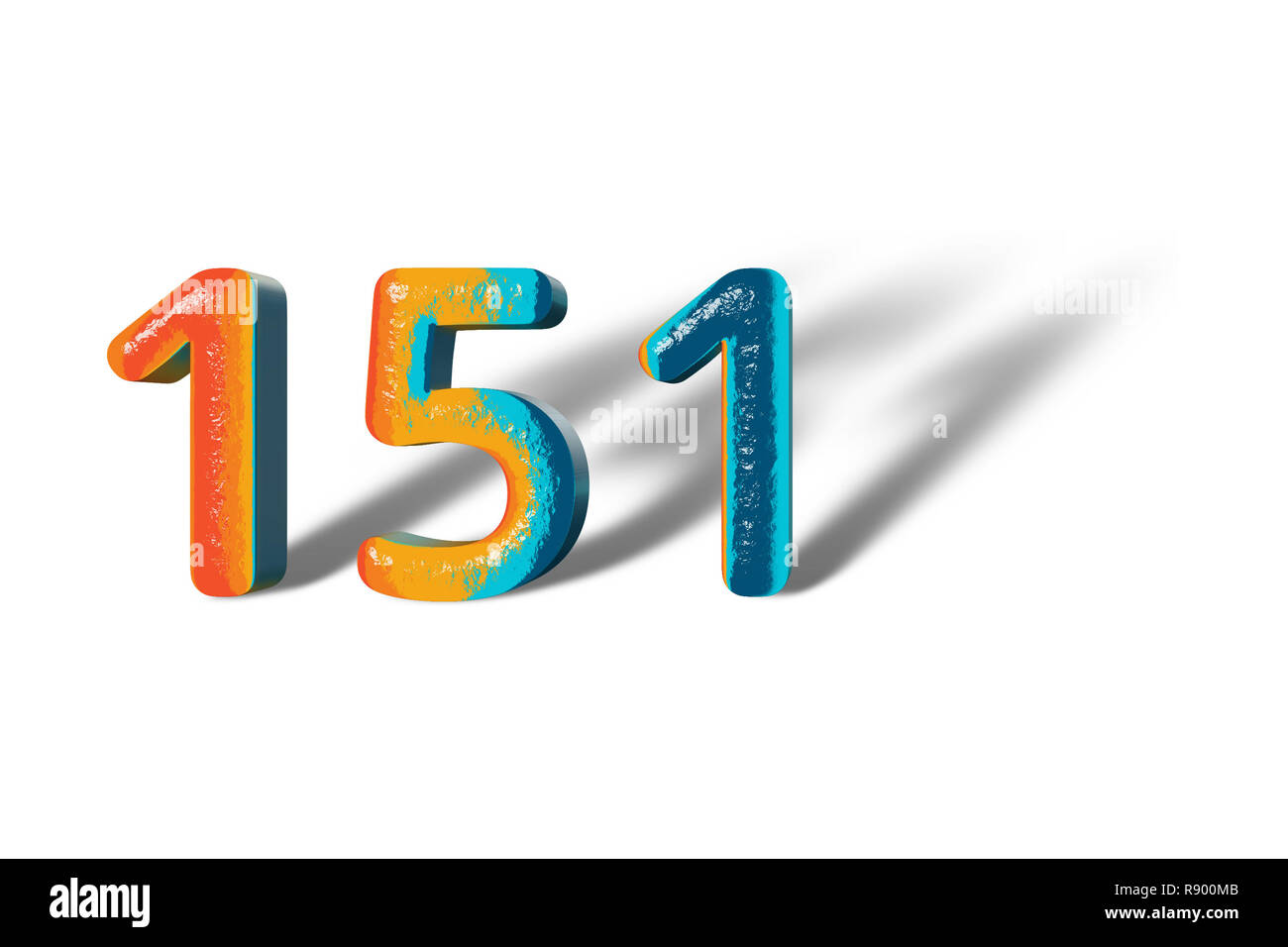 3D Number 151 one hundred fifty one lively colours Stock Photo - Alamy