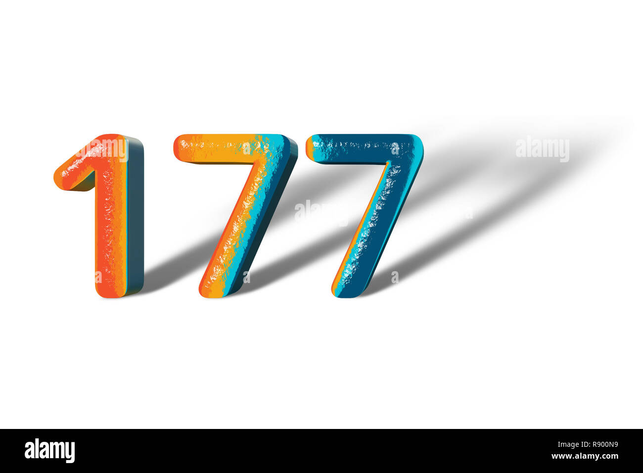 3D Number 177 one hundred seventy seven lively colours Stock Photo - Alamy