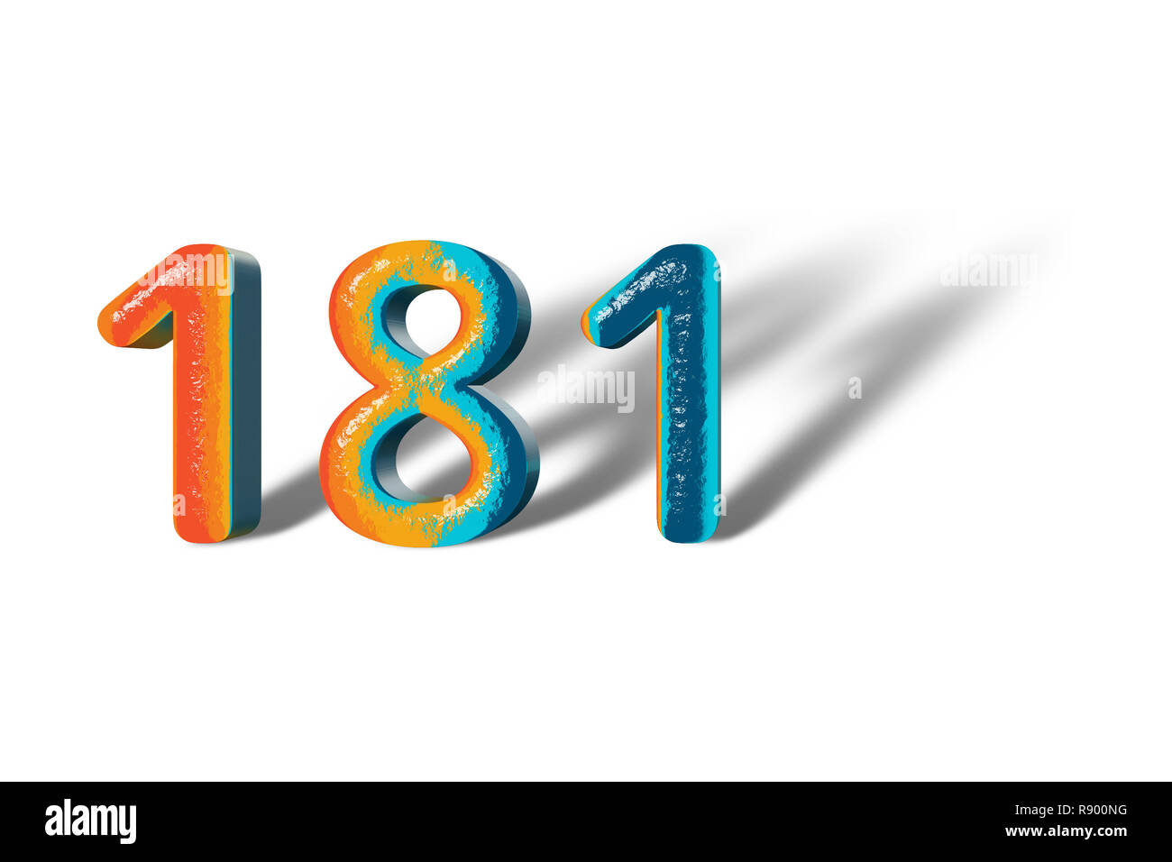 3D Number 181 one hundred eighty one lively colours Stock Photo - Alamy