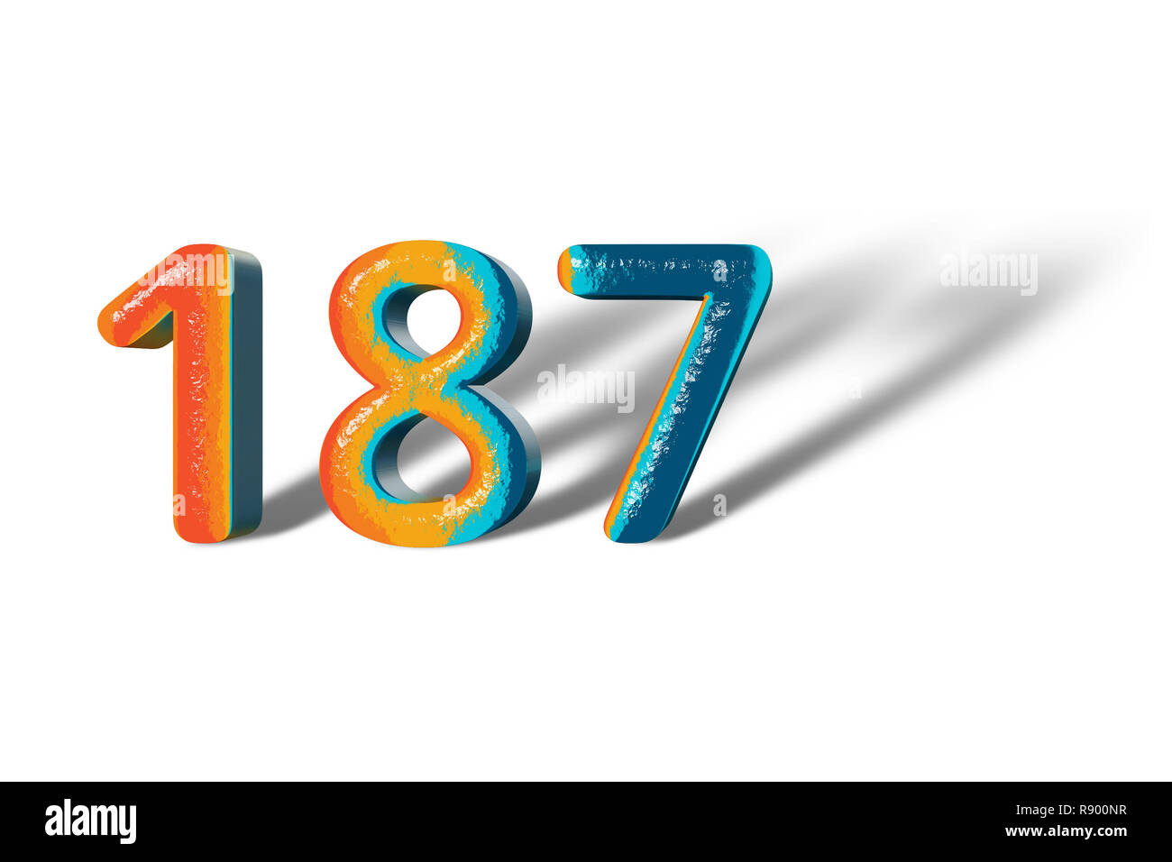 3D Number 187 one hundred eighty seven lively colours Stock Photo - Alamy