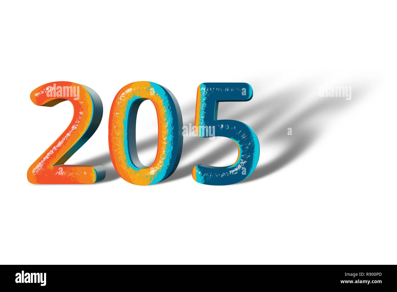 3D Number 205 two hundred five lively colours Stock Photo - Alamy