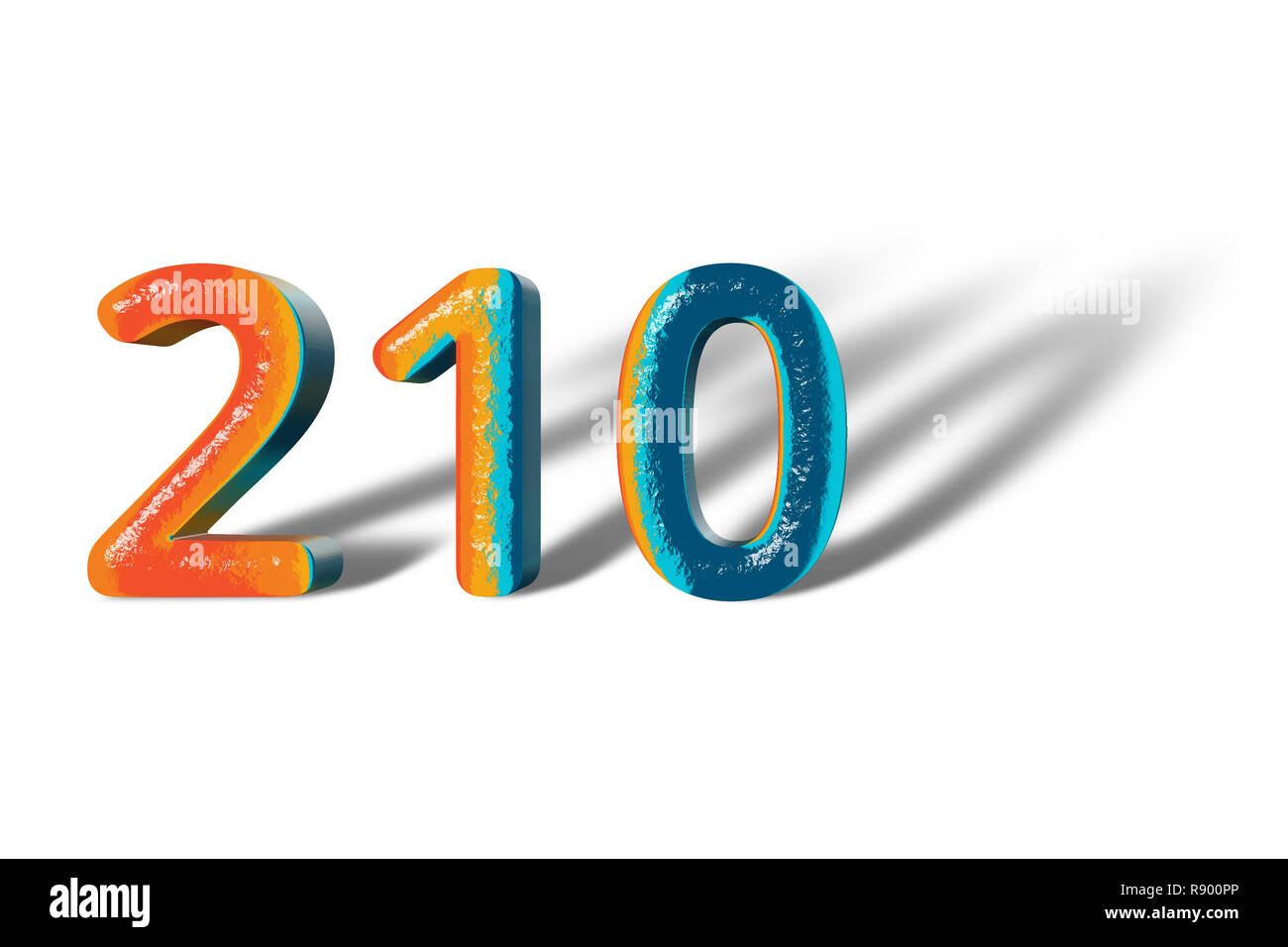 3D Number 210 two hundred ten lively colours Stock Photo - Alamy