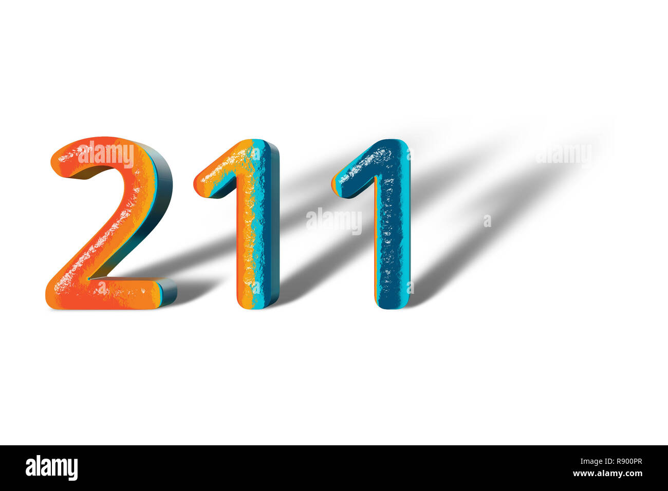 3D Number 211 two hundred eleven lively colours Stock Photo - Alamy