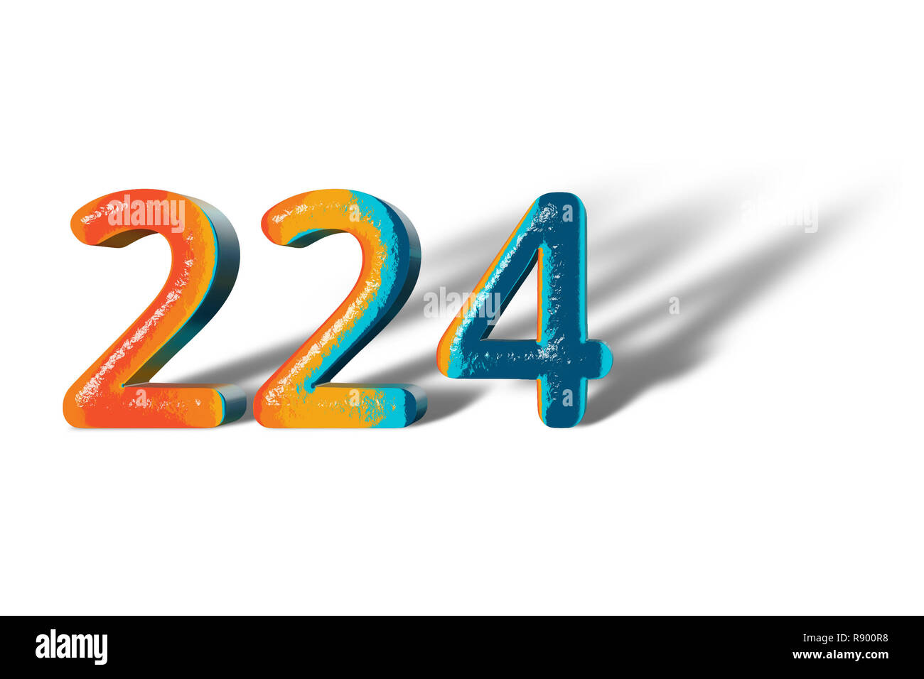 3D Number 224 two hundred twenty four lively colours Stock Photo - Alamy