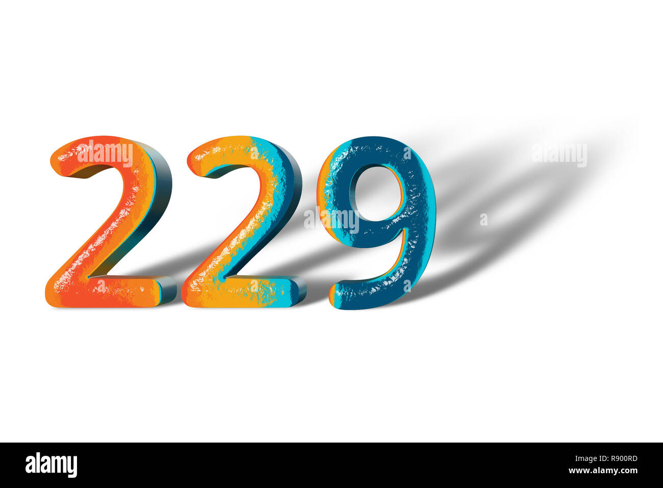 3D Number 229 two hundred twenty nine lively colours Stock Photo - Alamy