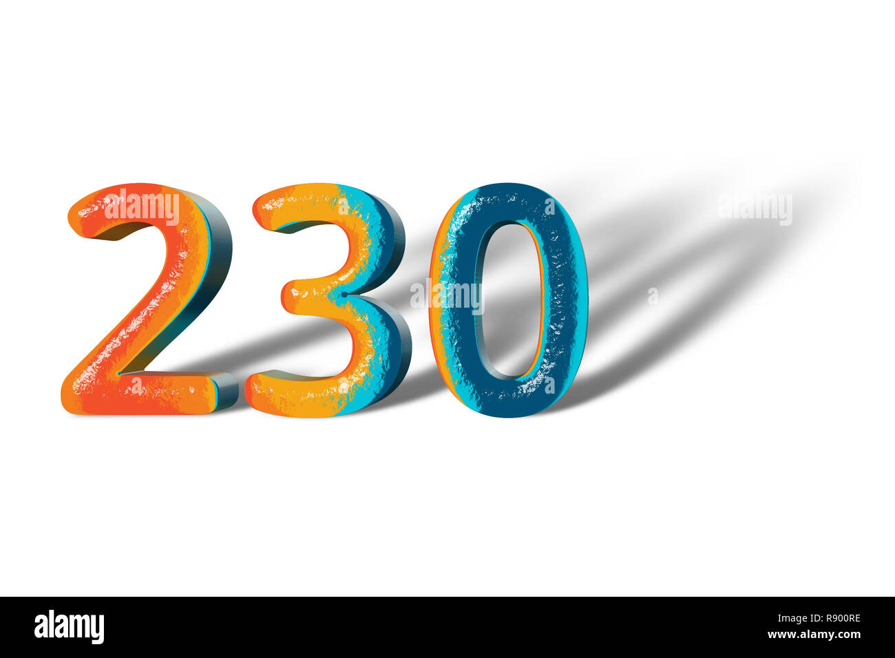 3D Number 230 two hundred thirty lively colours Stock Photo - Alamy