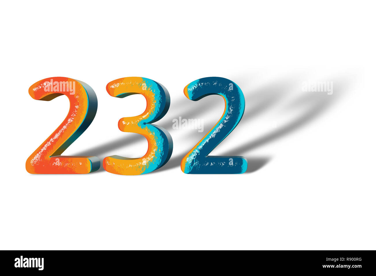 3D Number 232 two hundred thirty two lively colours Stock Photo - Alamy
