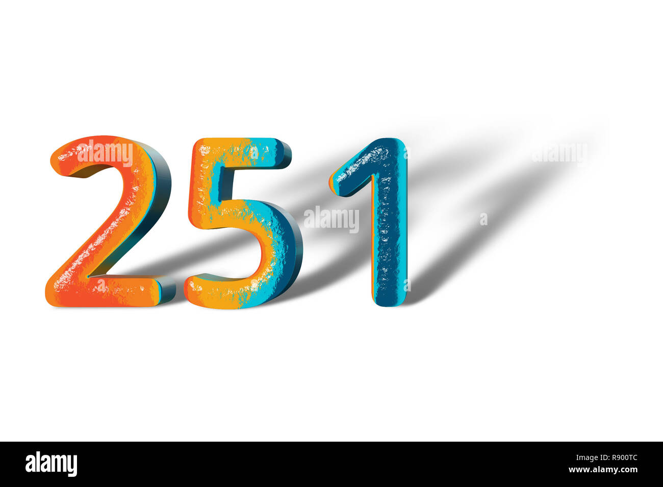 3D Number 251 Two Hundred Fifty One Lively Colours Stock Photo Alamy