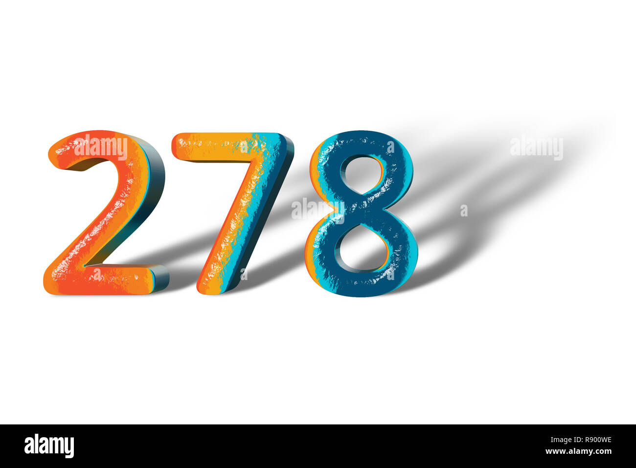 3D Number 278 two hundred seventy eight lively colours Stock Photo - Alamy