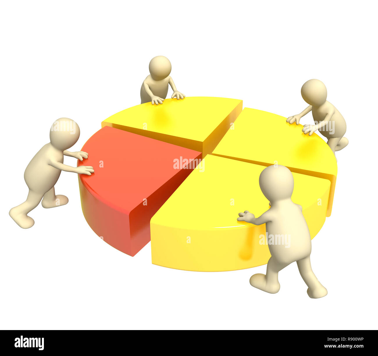 Four 3d puppets, making the round diagram Stock Photo - Alamy