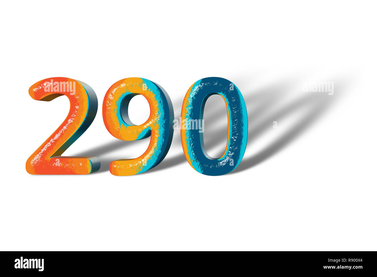 3D Number 290 two hundred ninety lively colours Stock Photo - Alamy