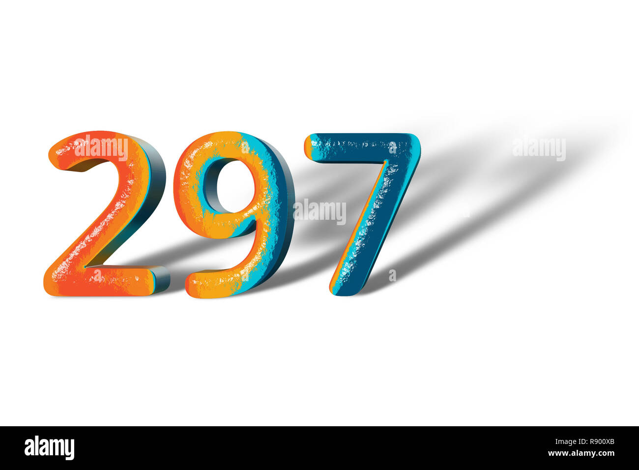 3D Number 297 two hundred ninety seven lively colours Stock Photo - Alamy
