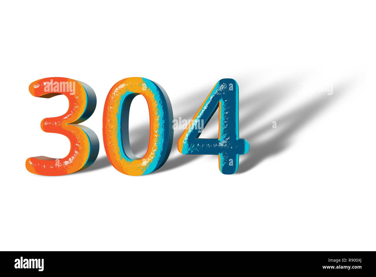 3D Number 304 three hundred four lively colours Stock Photo - Alamy