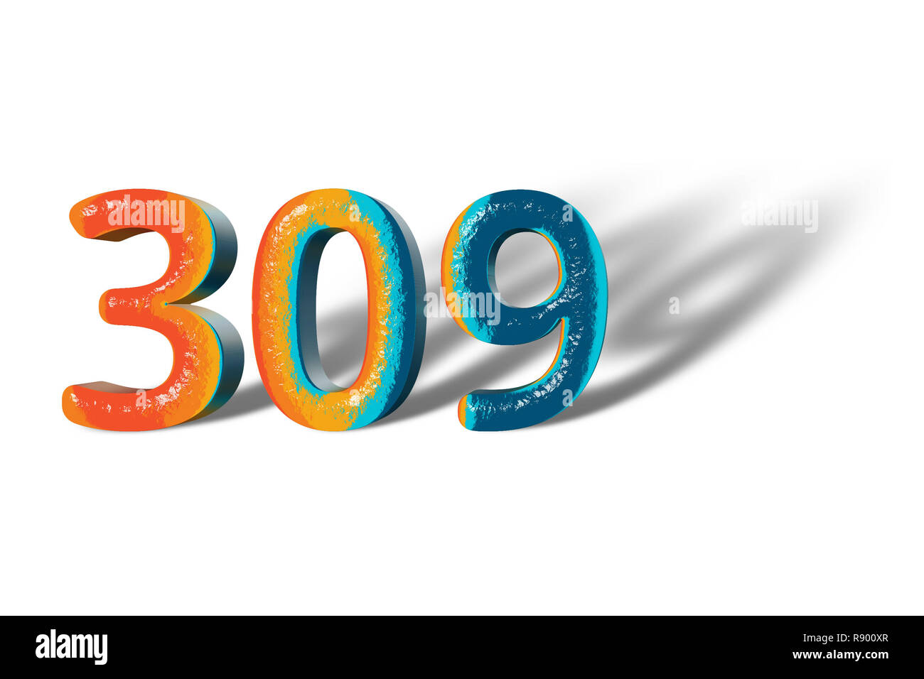 3D Number 309 three hundred nine lively colours Stock Photo - Alamy