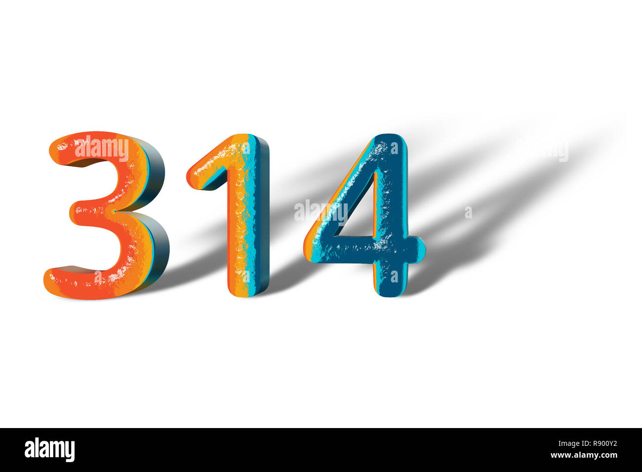 3D Number 314 three hundred fourteen lively colours Stock Photo - Alamy