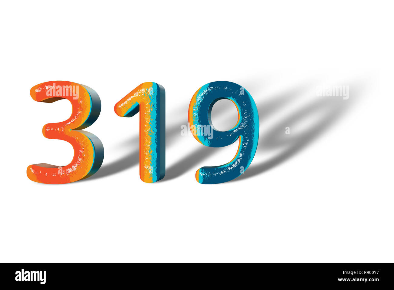 3D Number 319 three hundred nineteen lively colours Stock Photo - Alamy