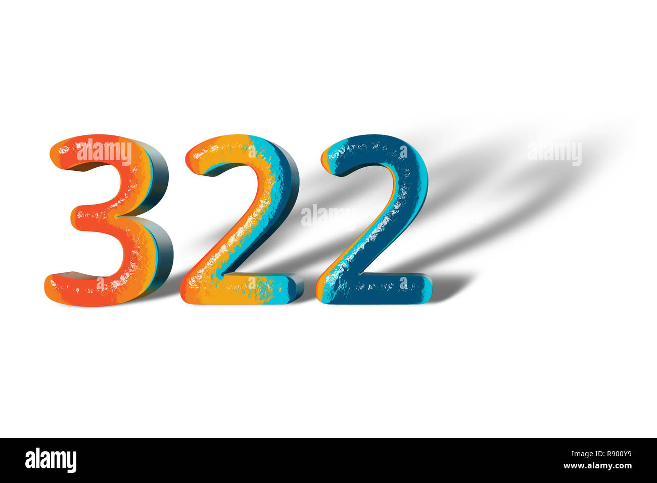 3D Number 322 three hundred twenty two lively colours Stock Photo - Alamy