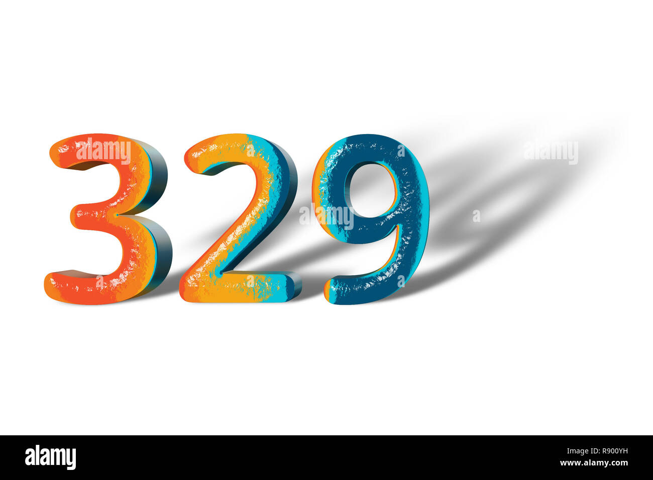3D Number 329 three hundred twenty nine lively colours Stock Photo - Alamy