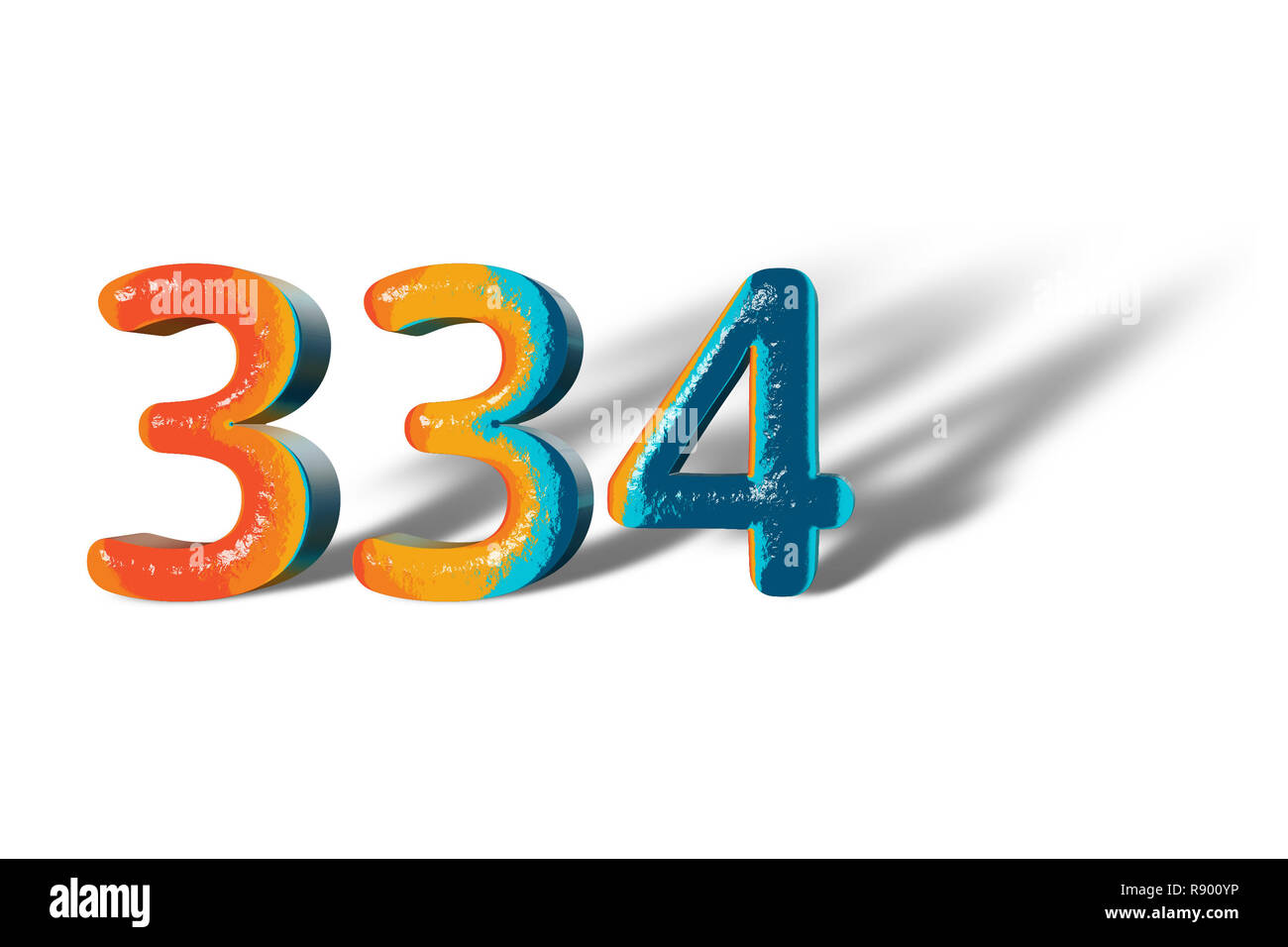 3D Number 334 three hundred thirty four lively colours Stock Photo - Alamy
