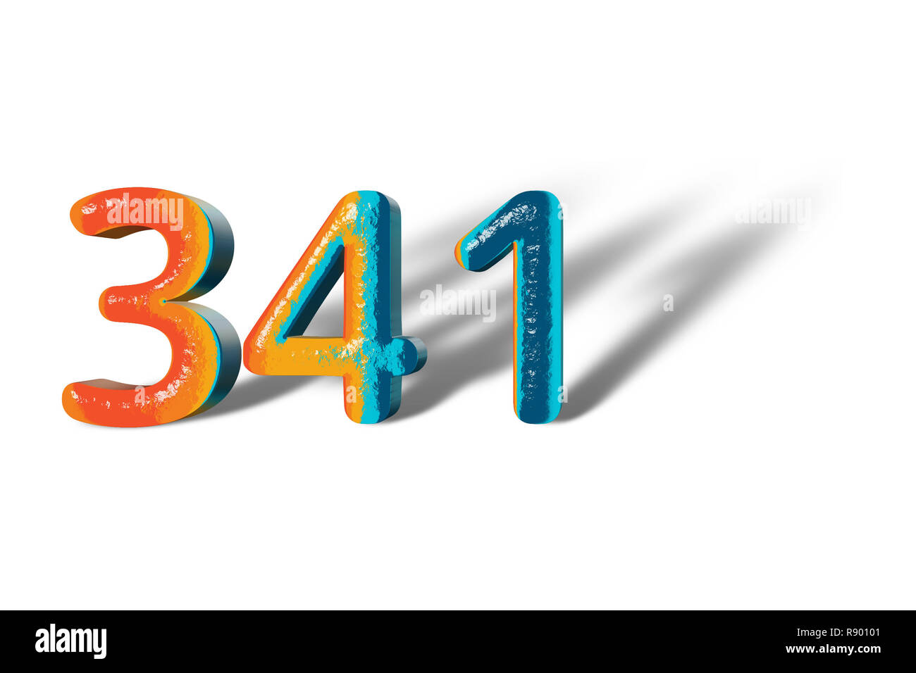 3D Number 341 three hundred forty one lively colours Stock Photo - Alamy