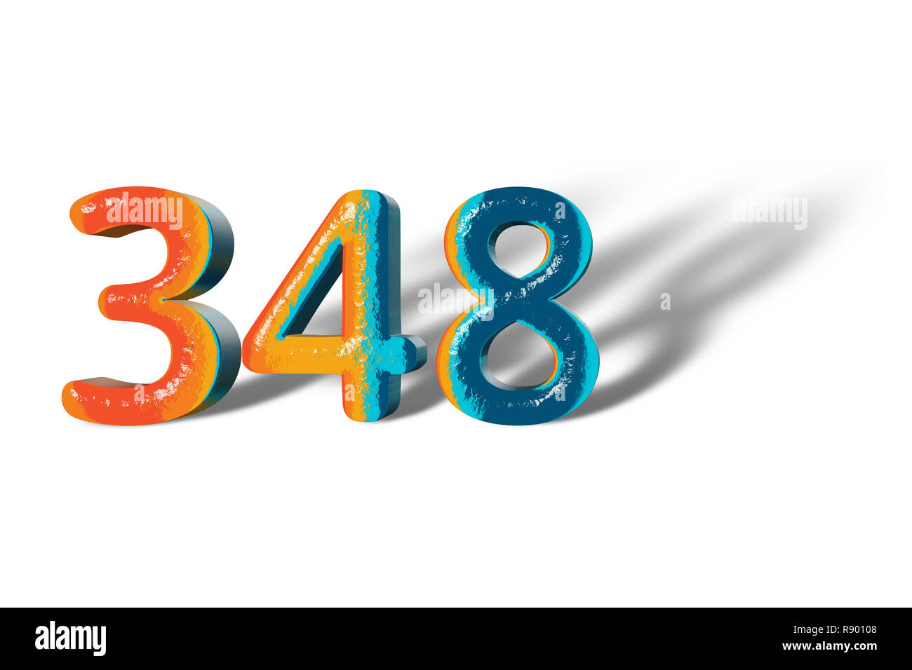 3D Number 348 three hundred forty eight lively colours Stock Photo - Alamy