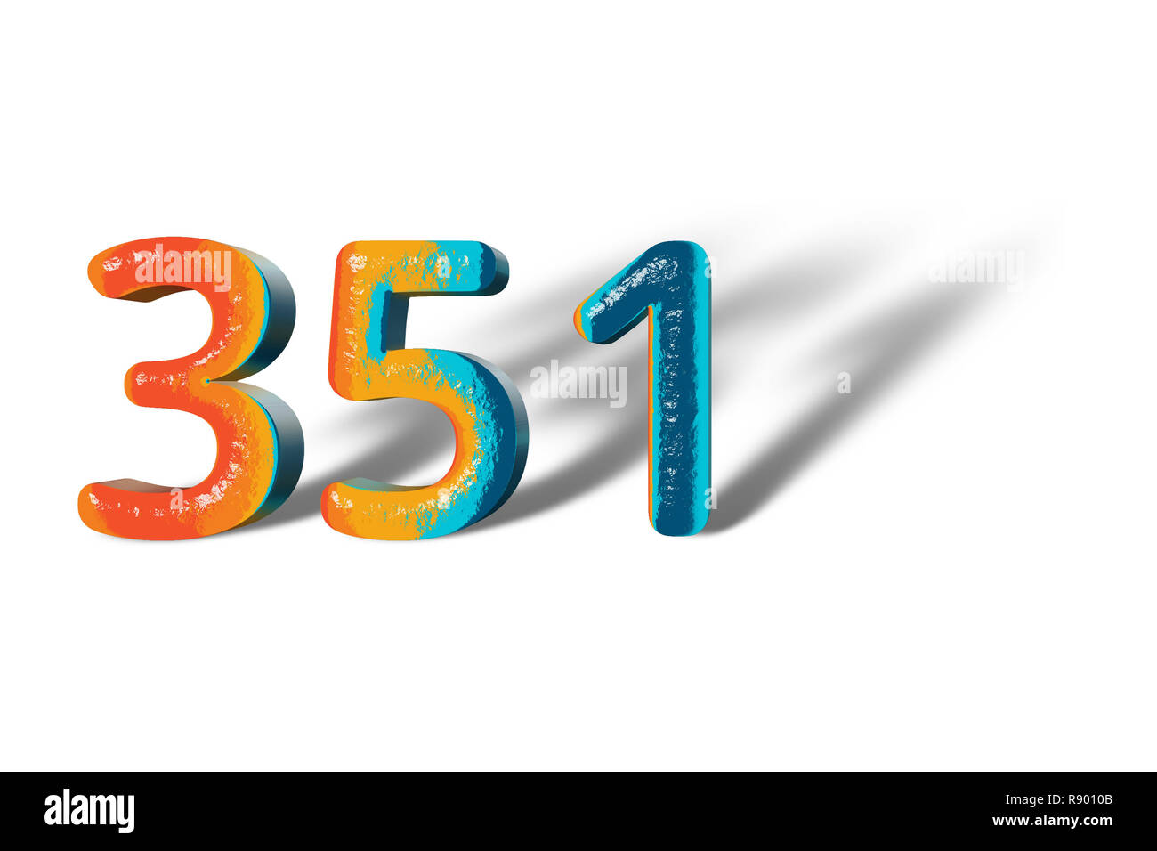 3D Number 351 three hundred fifty one lively colours Stock Photo - Alamy