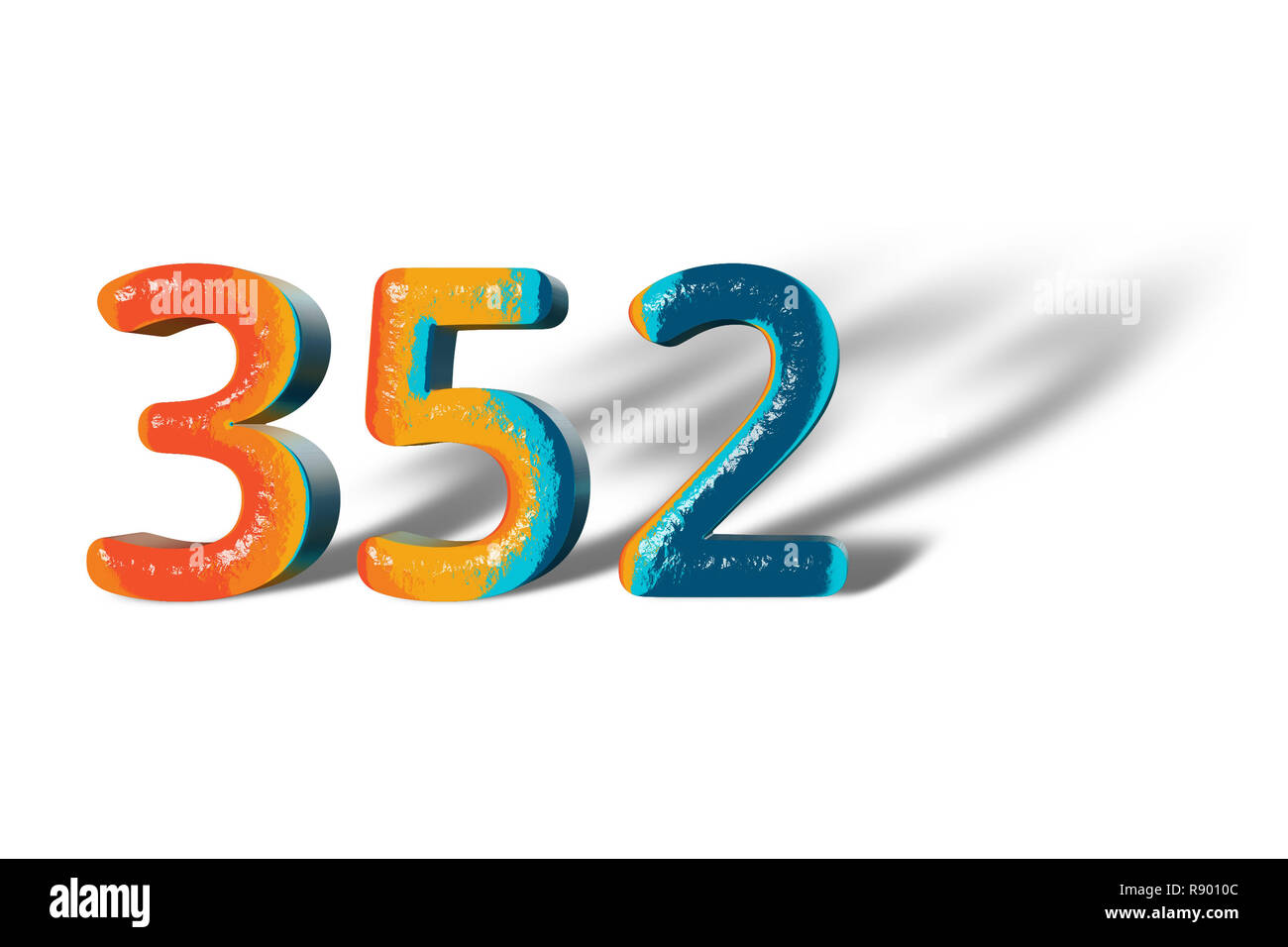 3D Number 352 three hundred fifty two lively colours Stock Photo - Alamy