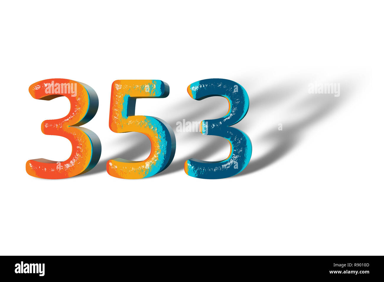 3D Number 353 three hundred fifty three lively colours Stock Photo - Alamy