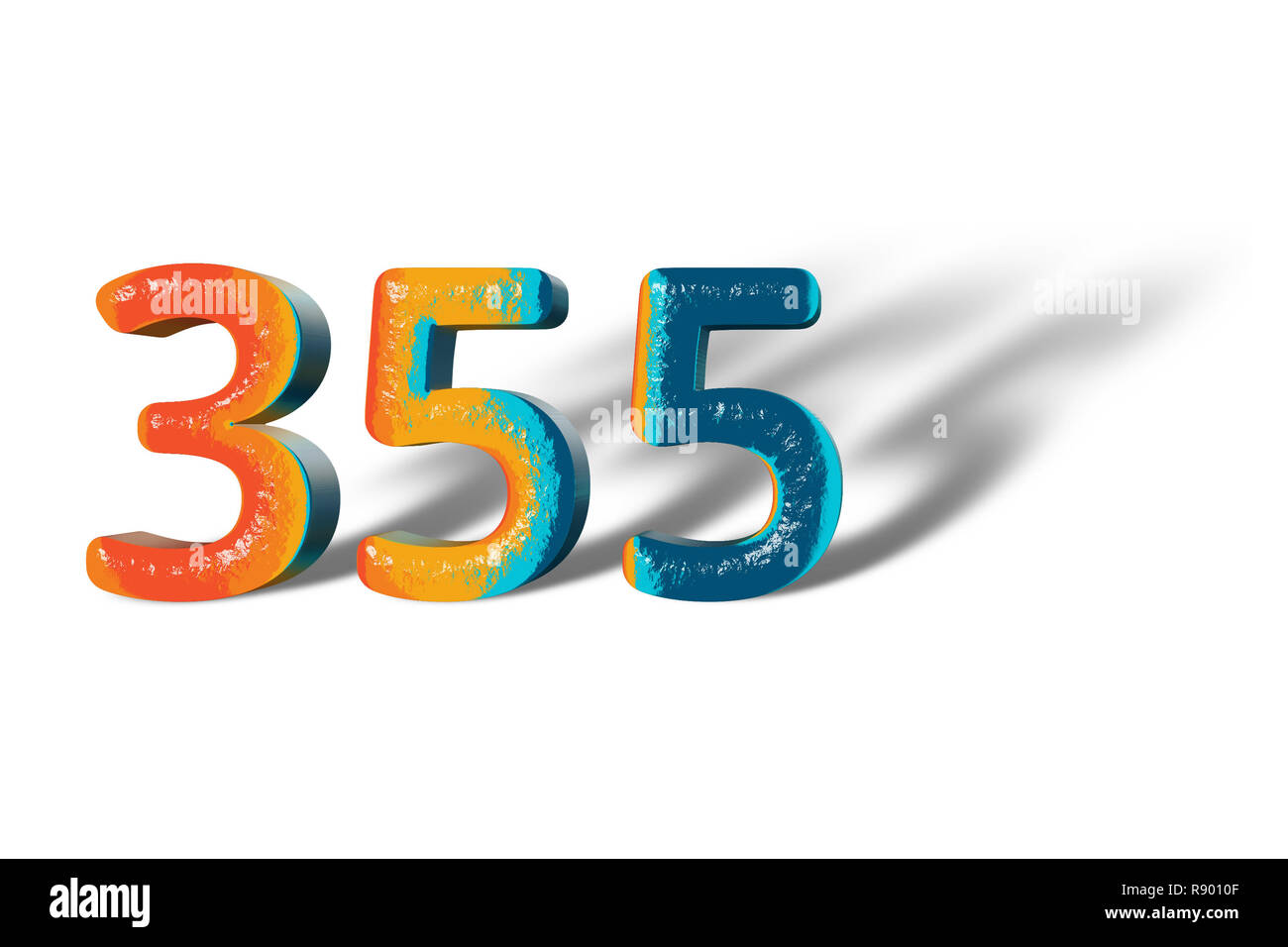 3D Number 355 three hundred fifty five lively colours Stock Photo - Alamy