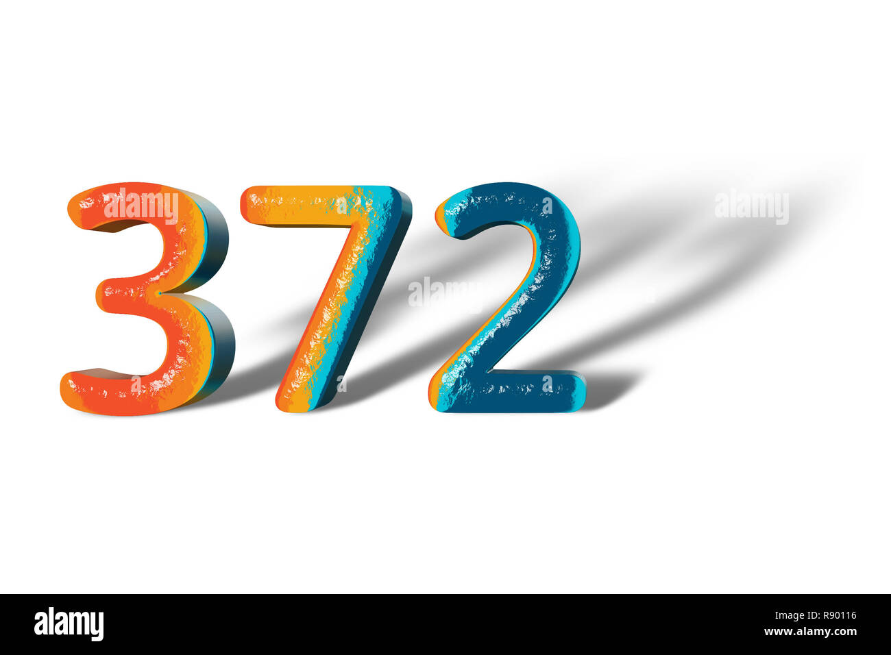 3D Number 372 three hundred seventy two lively colours Stock Photo - Alamy