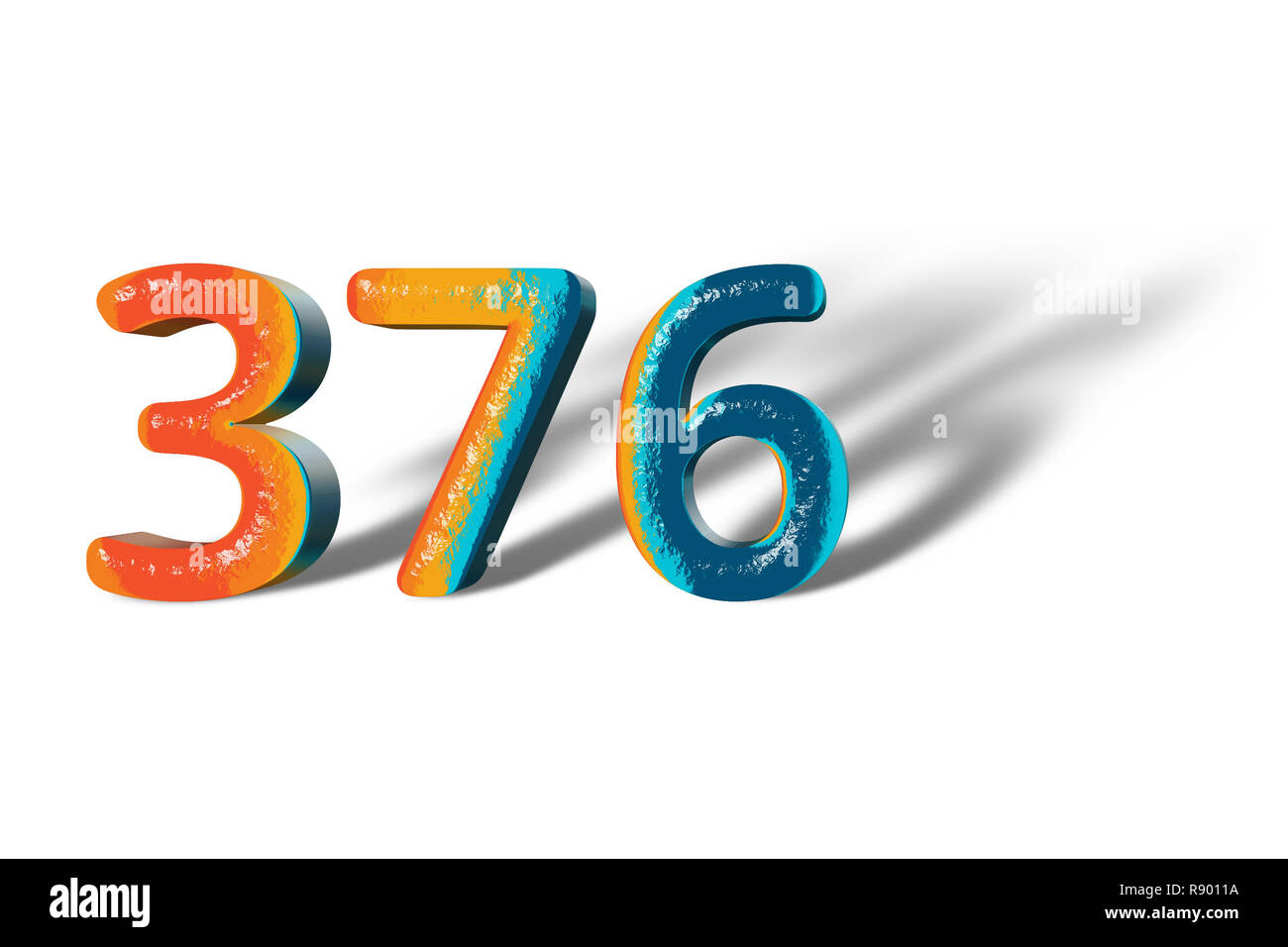 3D Number 376 three hundred seventy six lively colours Stock Photo - Alamy
