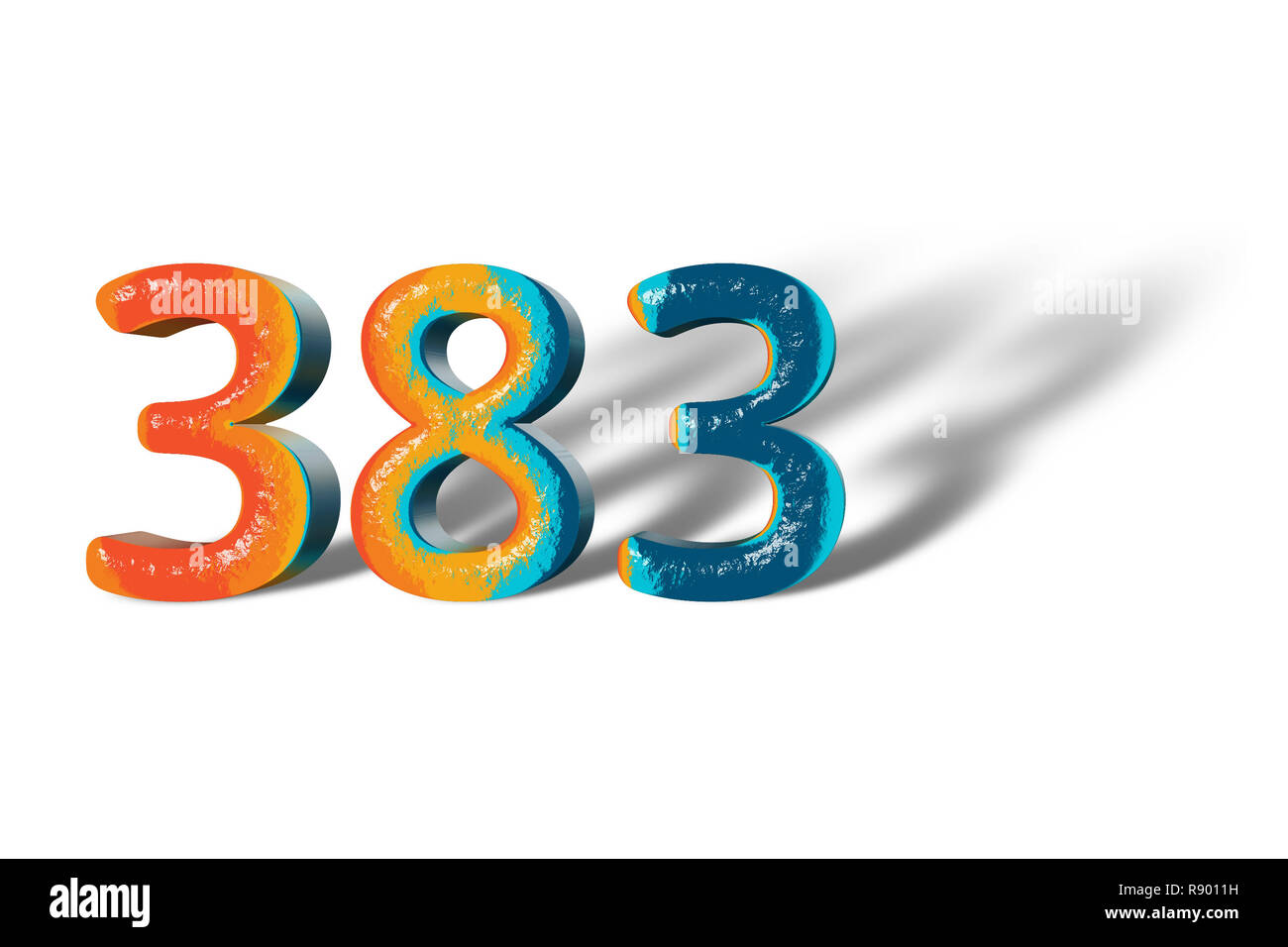 3D Number 383 three hundred eighty three lively colours Stock Photo - Alamy